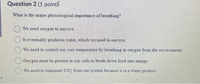 Solved What is the major physiological importance of | Chegg.com
