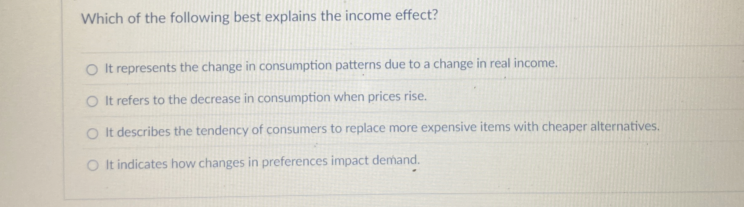 Solved Which of the following best explains the income | Chegg.com