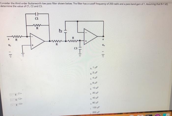 Solved Consider the third order Butterworth low pass filter | Chegg.com