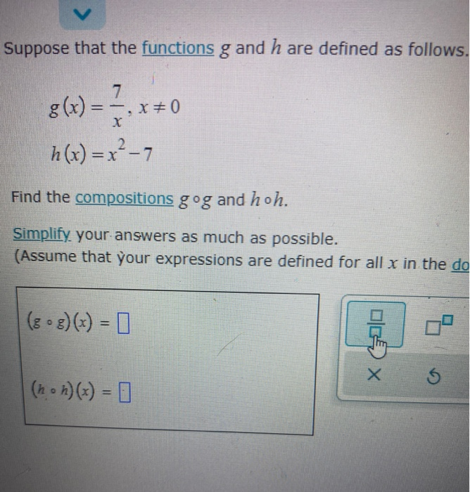 Solved > Suppose that the functions g and h are defined as | Chegg.com
