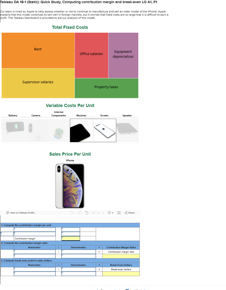 Tableau DA 18-1 (Static): Quick Study, Computing | Chegg.com