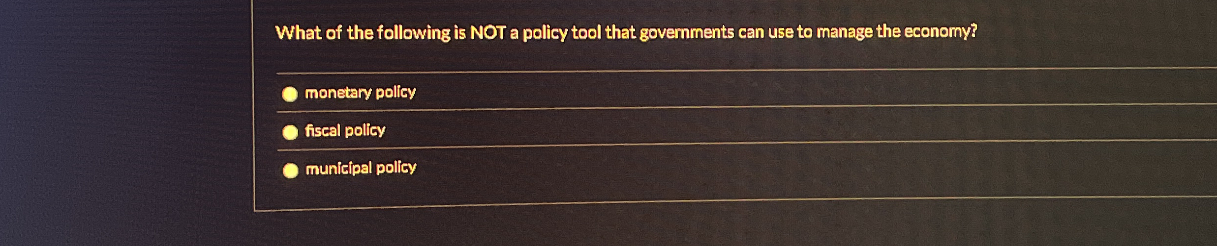 Solved What of the following is NOT a policy tool that | Chegg.com