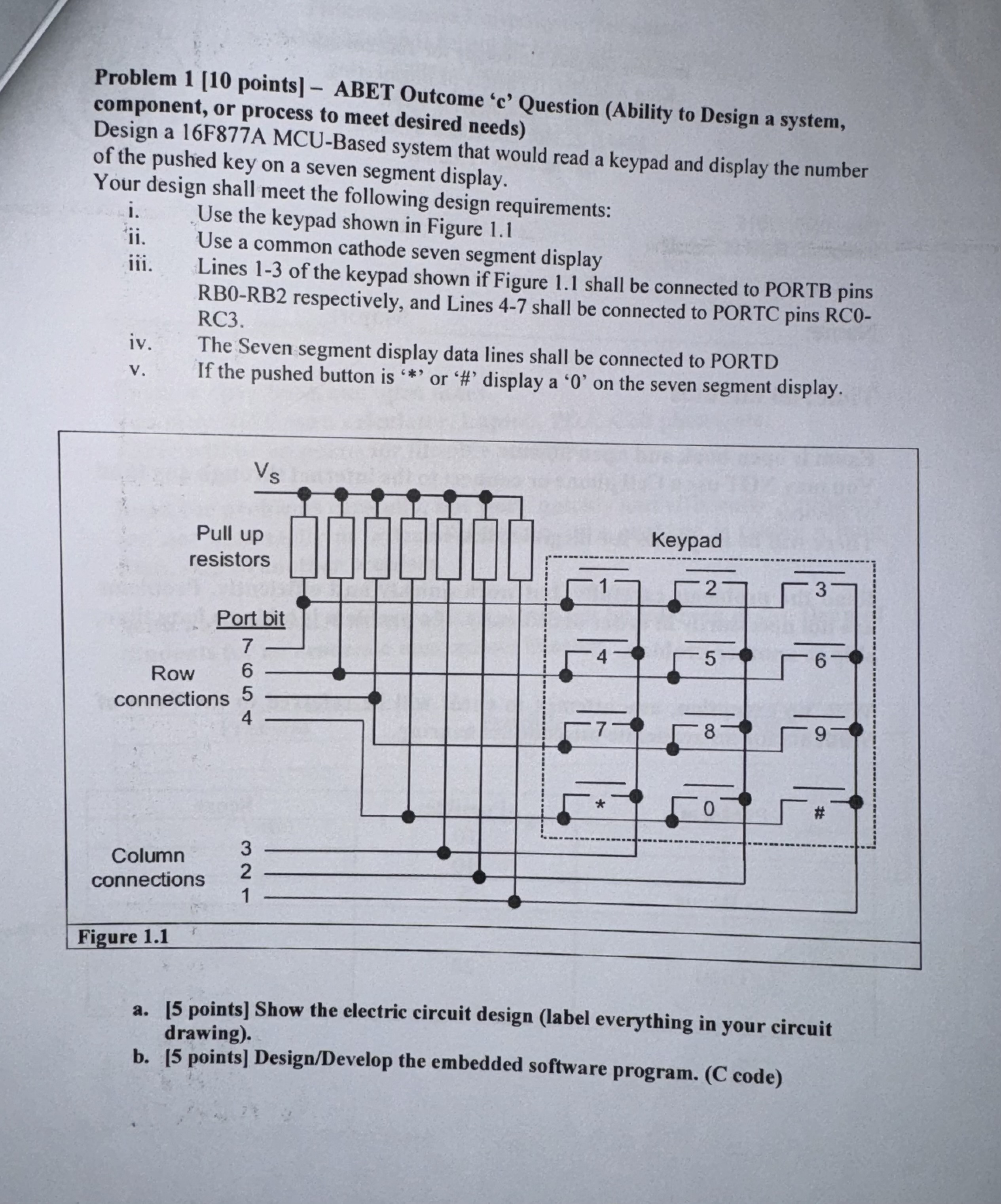 Solved Problem 1 [10 ﻿points]-ABET Outcome 'c' ﻿Question | Chegg.com