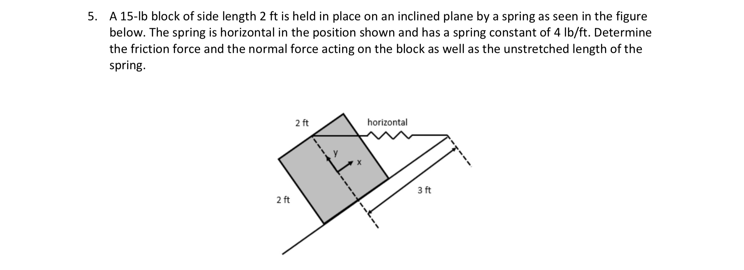 Solved A 15-lb ﻿block of side length 2ft ﻿is held in place | Chegg.com