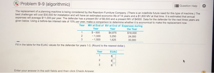 Solved We Problem 9-9 (algorithmic) Question Help The | Chegg.com