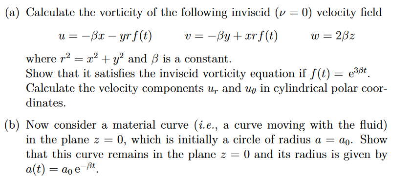 Solved (a) ﻿Calculate the vorticity of the following | Chegg.com