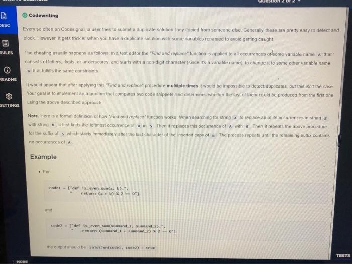 Codewriting Every so-often on Codesignal a user tries | Chegg.com