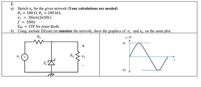 Solved a) Sketch v0 for the given network (Your calculations | Chegg.com