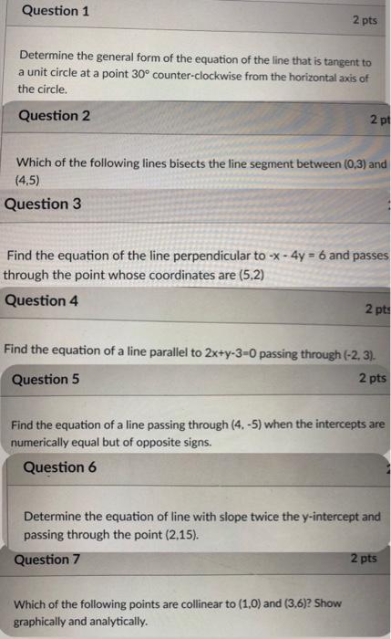 Solved Question 1 2 pts Determine the general form of the | Chegg.com