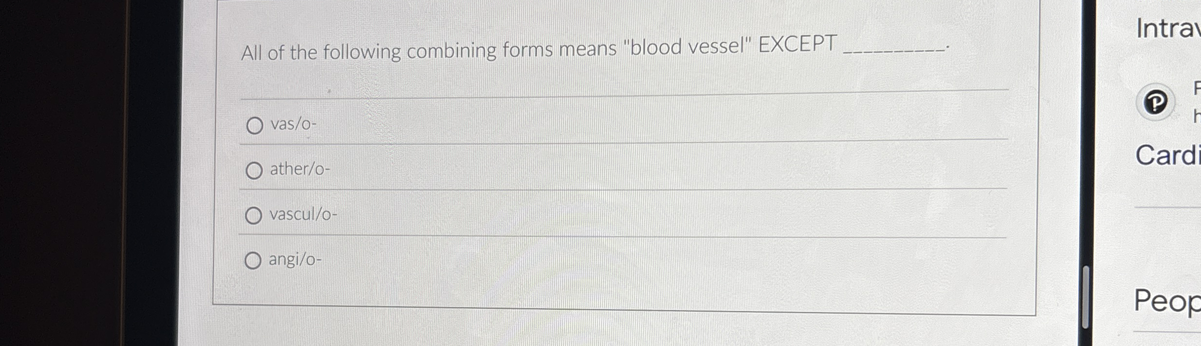 Solved All of the following combining forms means "blood | Chegg.com