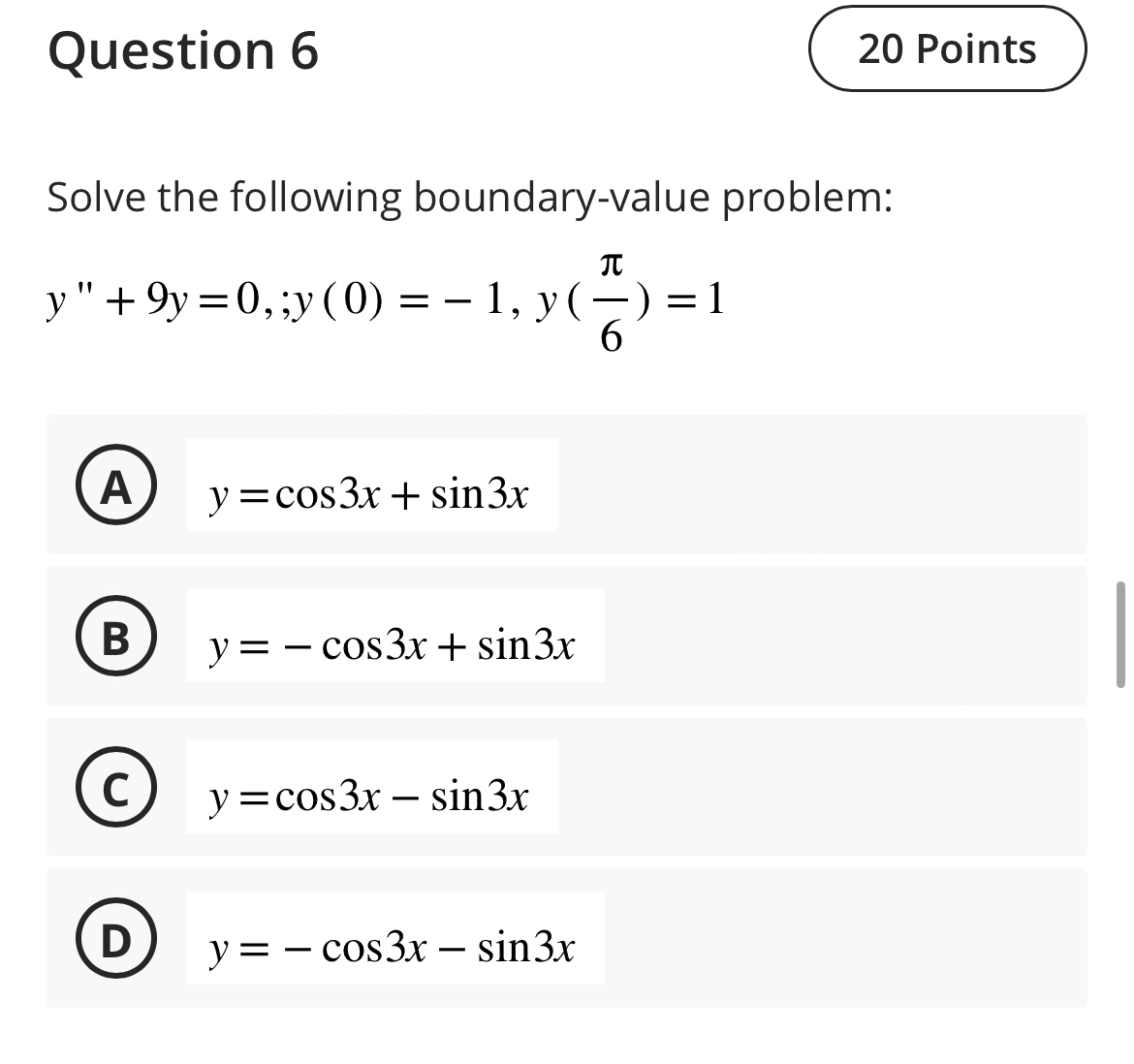 Solved Question 6Solve the following boundary-value | Chegg.com