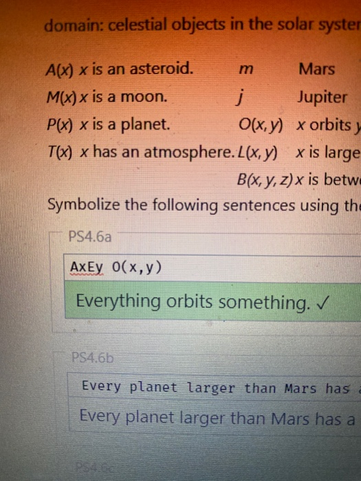 Solved Problem 6 domain: celestial objects in the solar | Chegg.com