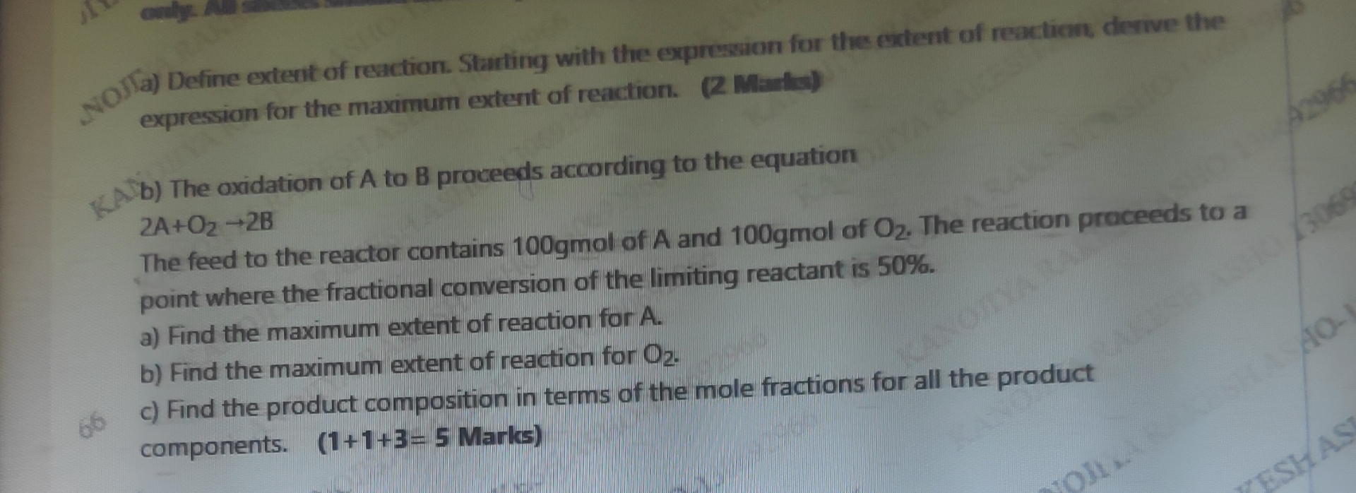 Solved (a) ﻿Define extent of reaction. Stanting with the | Chegg.com