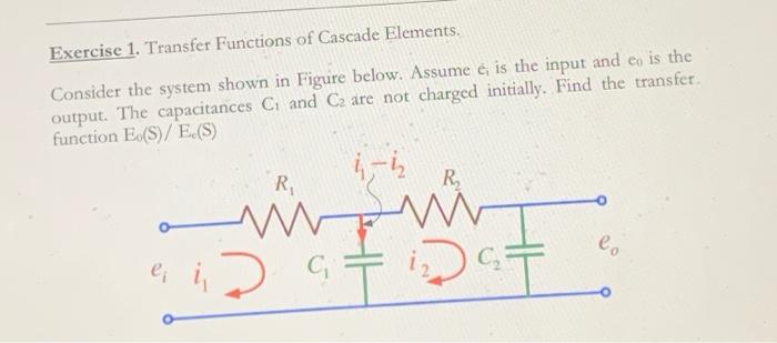 Solved Exercise 1. Transfer Functions of Cascade Elements. | Chegg.com