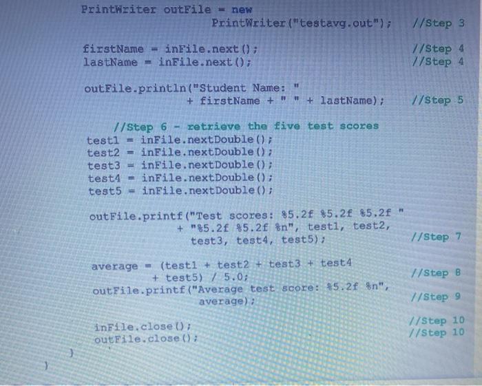 Solved String firstName; String lastName; Scanner inFile = | Chegg.com
