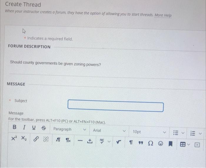 Solved Create Thread When your instructor creates a forum, | Chegg.com