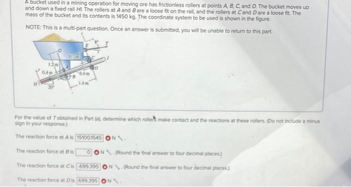 Solved A bucket used in a mining operation for moving ore | Chegg.com