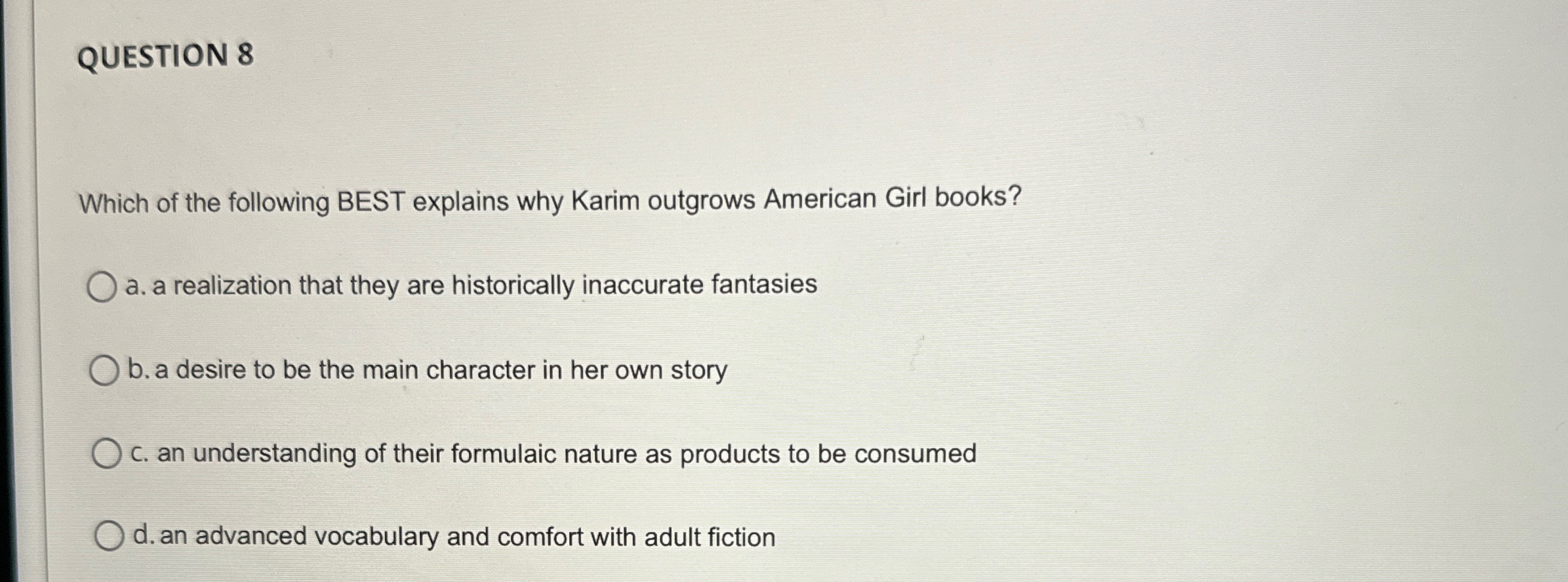 Solved QUESTION 8Which of the following BEST explains why | Chegg.com