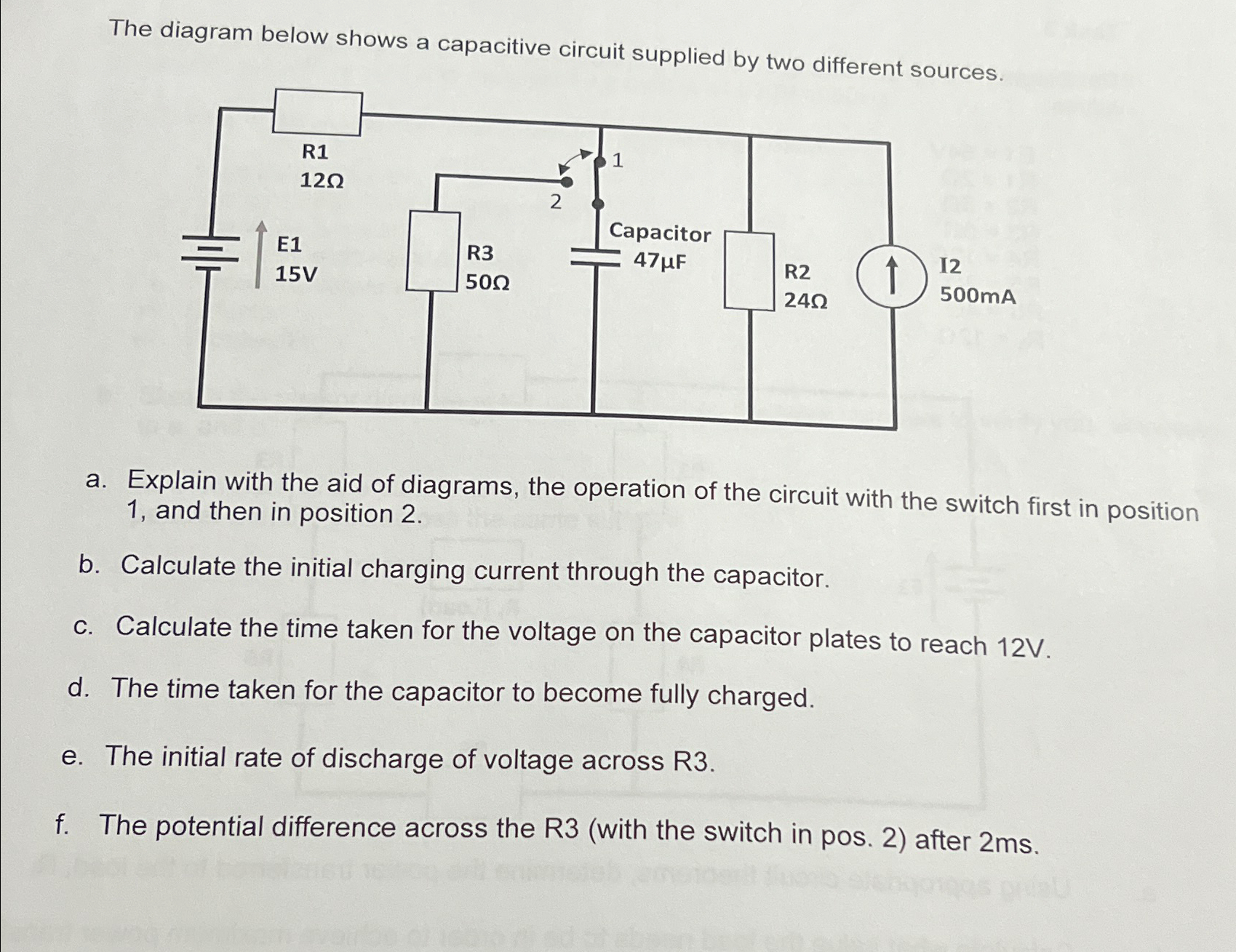 The diagram below shows a capacitive circuit supplied | Chegg.com