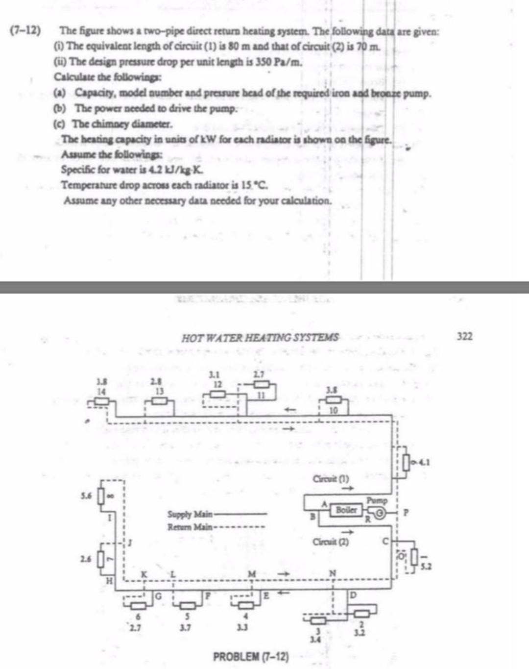 Solved (7-12) The figure shows a two-pipe direct return | Chegg.com