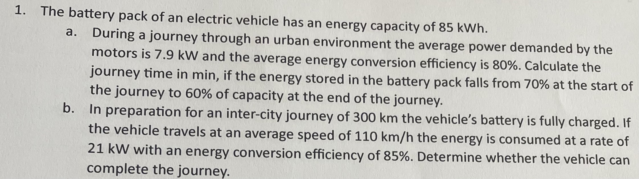 Solved The battery pack of an electric vehicle has an energy | Chegg.com