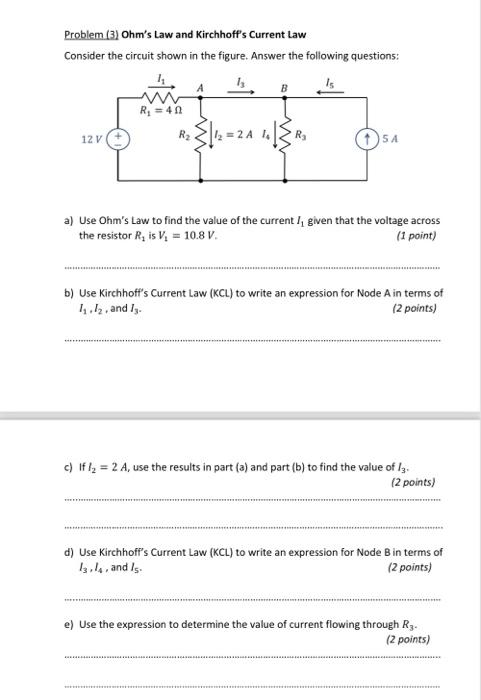 Solved Problem (3) Ohm's Law and Kirchhoff's Current Law | Chegg.com