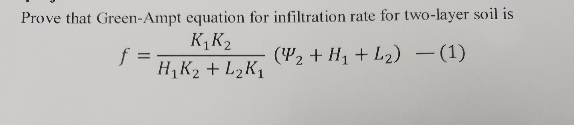 Solved Prove that Green-Ampt equation for infiltration rate | Chegg.com