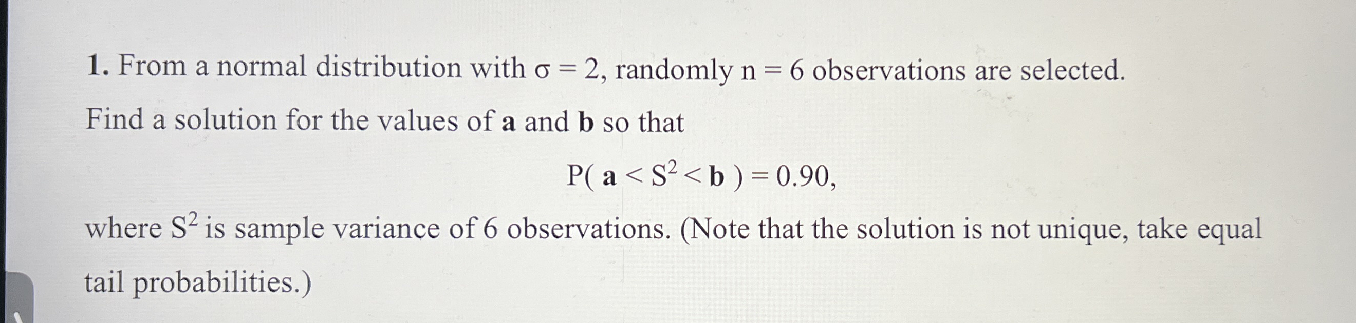 Solved From a normal distribution with σ=2, ﻿randomly n=6 | Chegg.com