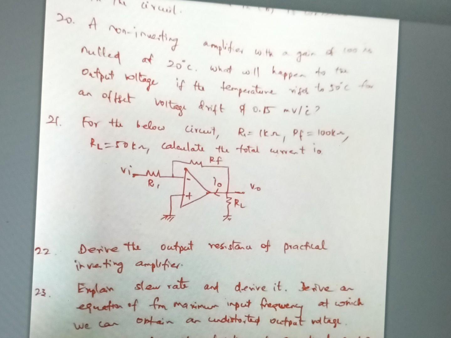 Solved 20. A ron-inveiting ampliter with a gain of 100ss | Chegg.com