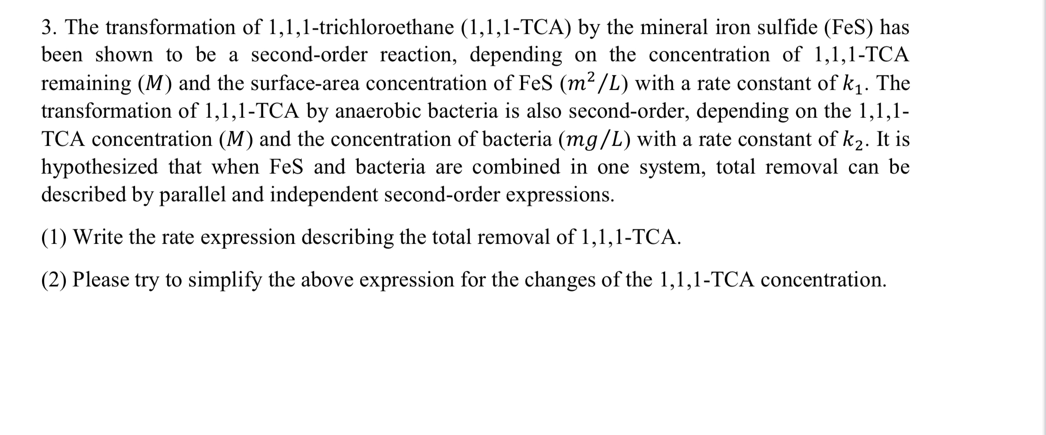 Solved The transformation of 1,1,1-trichloroethane | Chegg.com