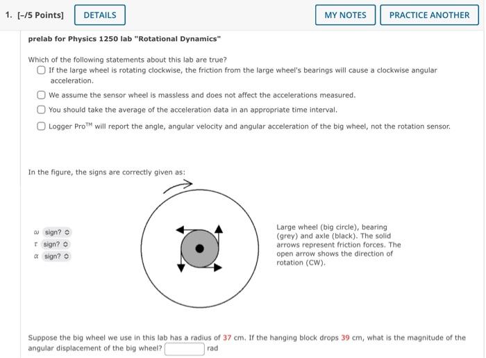 Solved prelab for Physics 1250 lab "Rotational Dynamics" | Chegg.com
