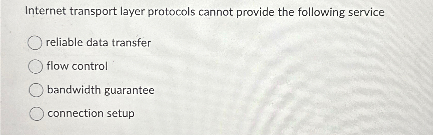 Solved Internet transport layer protocols cannot provide the | Chegg.com