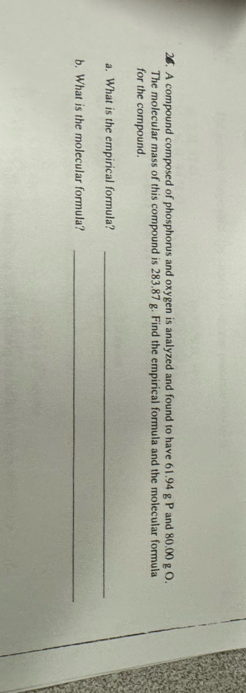 Solved A compound composed of phosphorus and oxygen is | Chegg.com