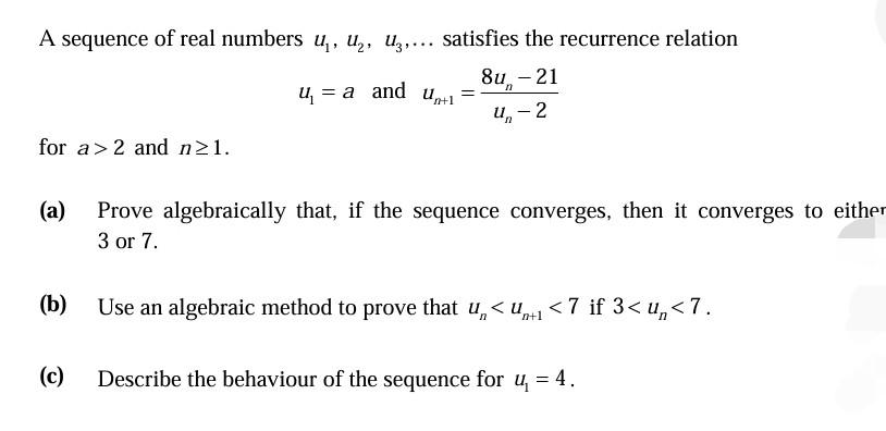 Solved A sequence of real numbers u1,u2,u3,… satisfies the | Chegg.com