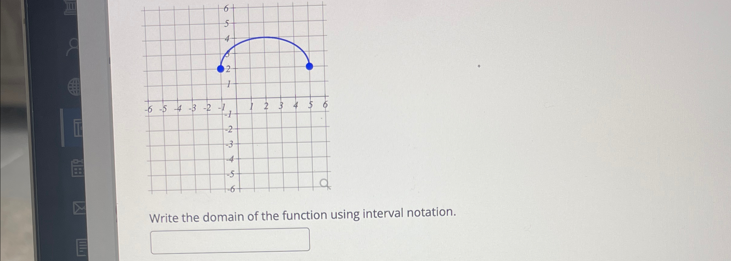 Solved Write The Domain Of The Function Using Interval