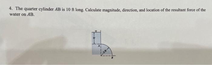 Solved 4. The quarter cylinder AB is 10ft long. Calculate | Chegg.com