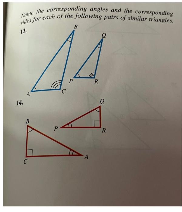 Solved Name the corresponding angles and the corresponding | Chegg.com