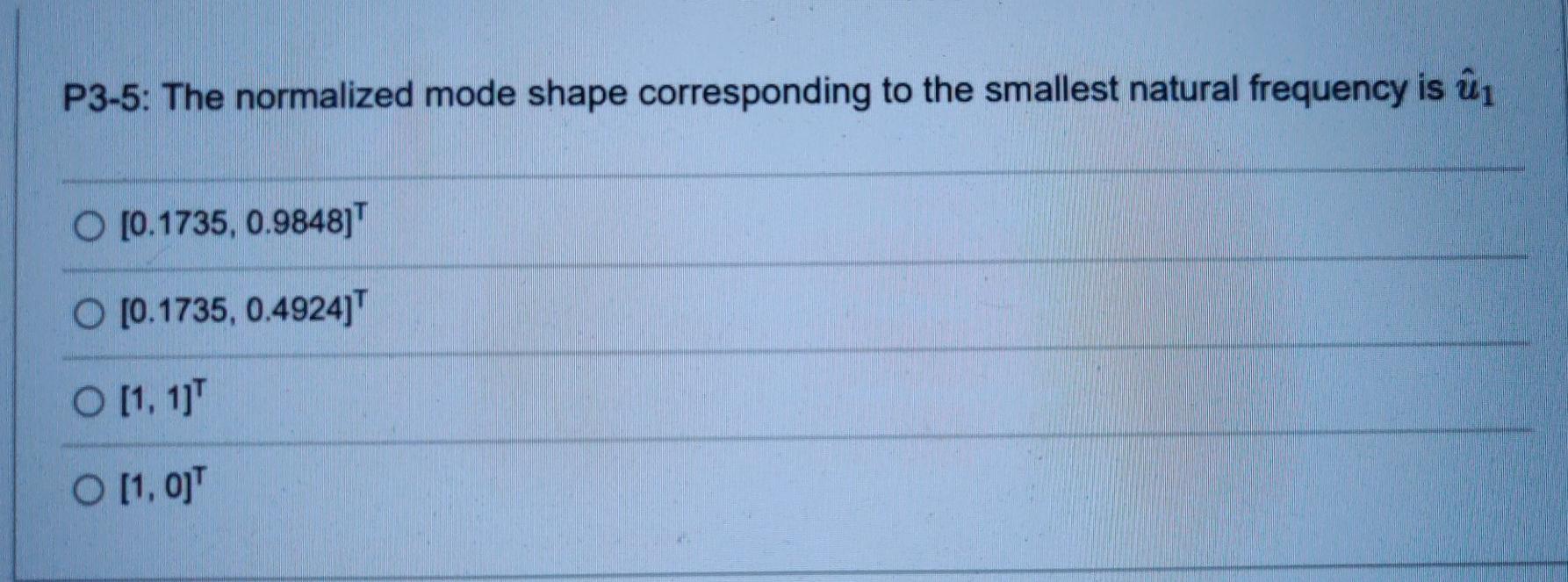 Solved P3-5: The normalized mode shape corresponding to the | Chegg.com