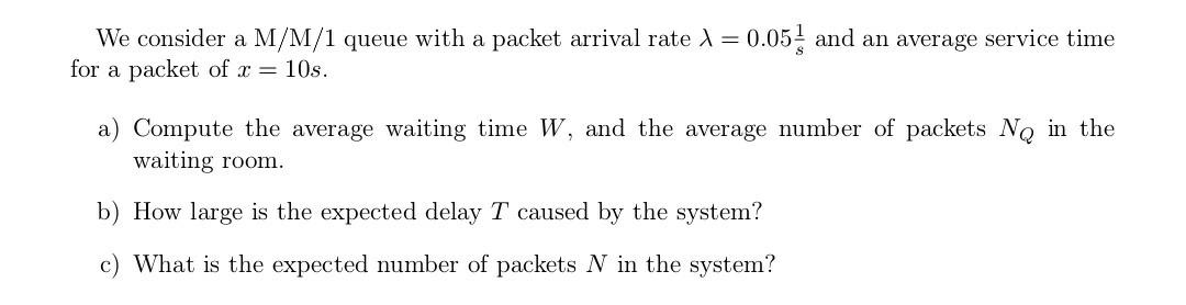 Solved We consider a M/M/1 queue with a packet arrival rate | Chegg.com