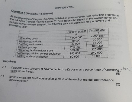 Solved by an EXPERT 10CONFIDENTIALQueation 7 (10 ﻿marks; 18 ﻿minutes)At ...