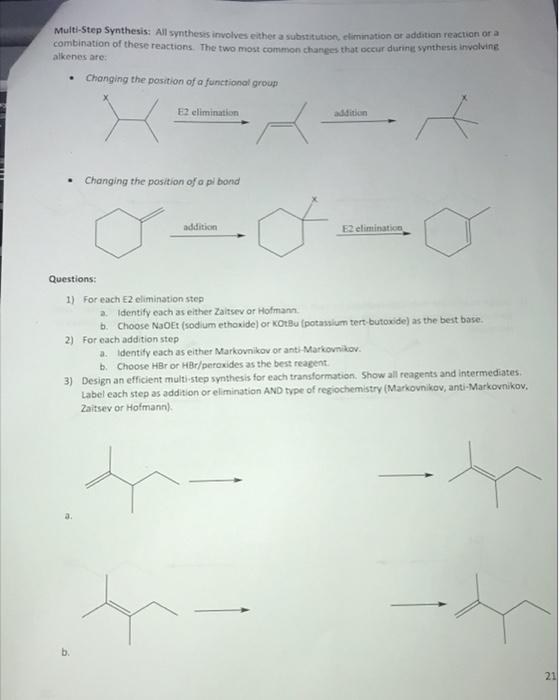 Solved Multi-Step Synthesis: All syntheses involves either a | Chegg.com
