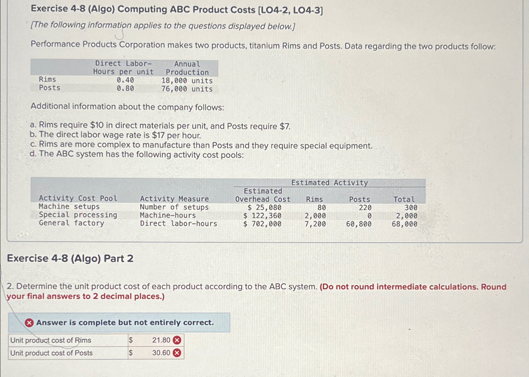 Solved Exercise 4-8 (Algo) ﻿Computing ABC Product Costs | Chegg.com