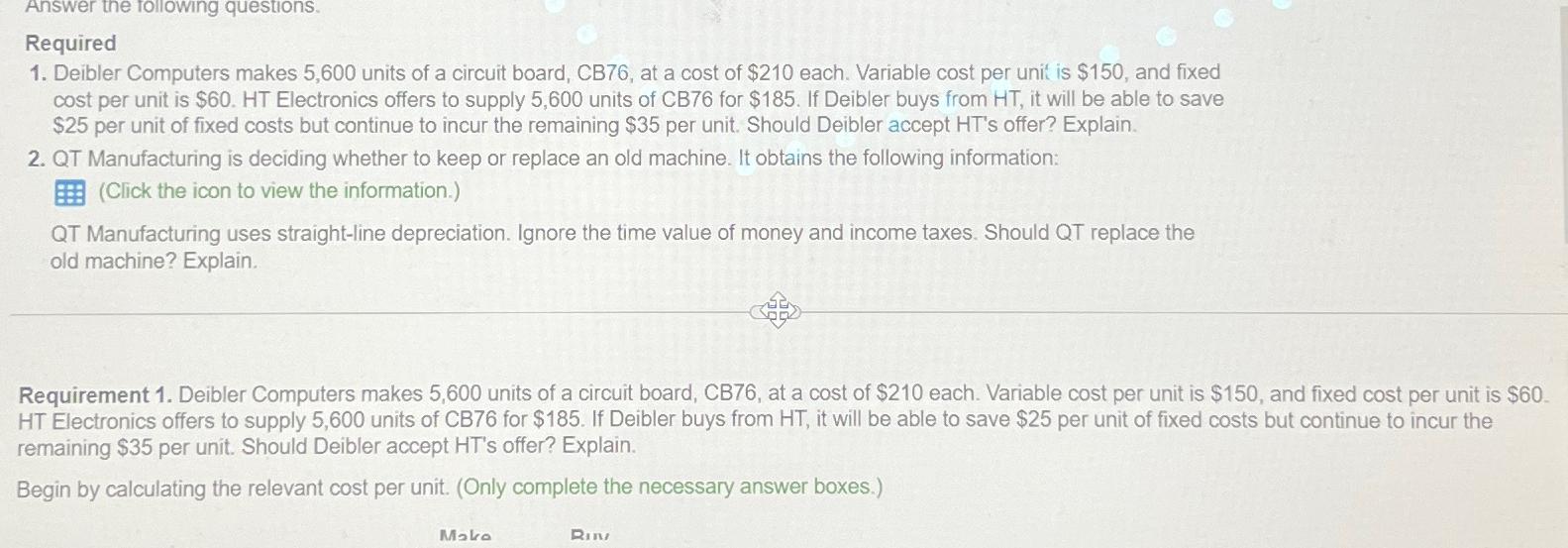 Solved Answer the following questions.RequiredDeibler | Chegg.com