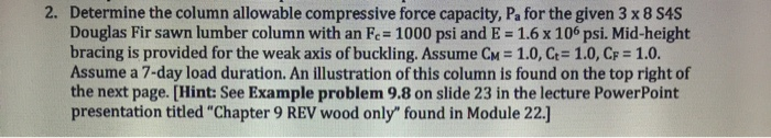 2. Determine the column allowable compressive force | Chegg.com