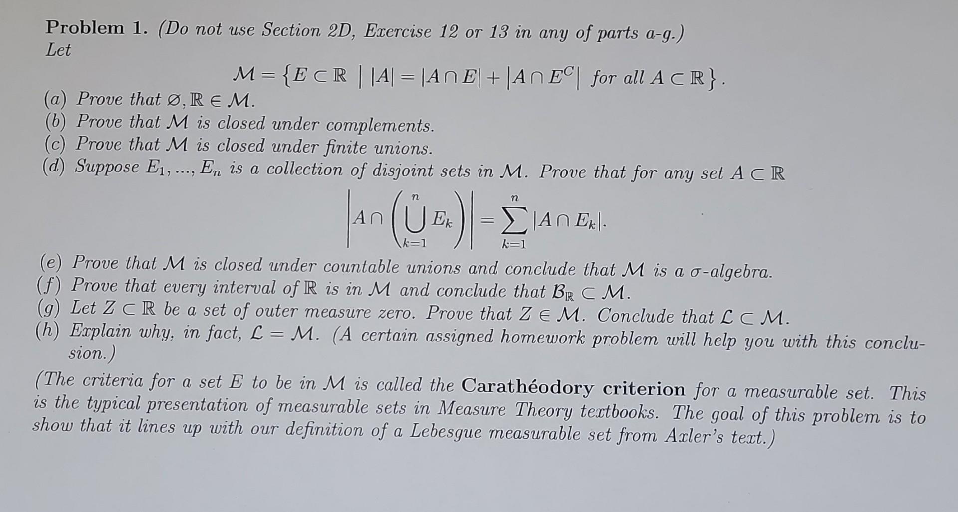 Solved Problem 1. (Do not use Section 2D, Exercise 12 or 13 | Chegg.com