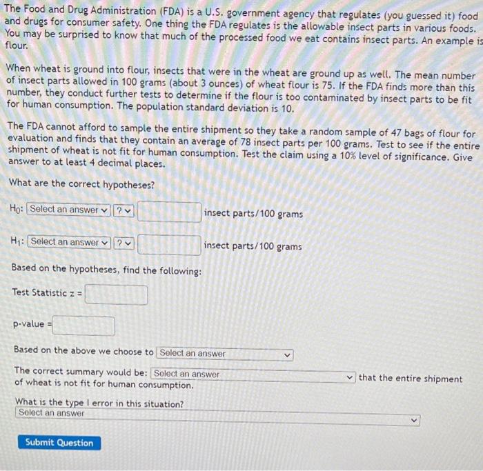 Solved The Food and Drug Administration (FDA) is a U.S. | Chegg.com