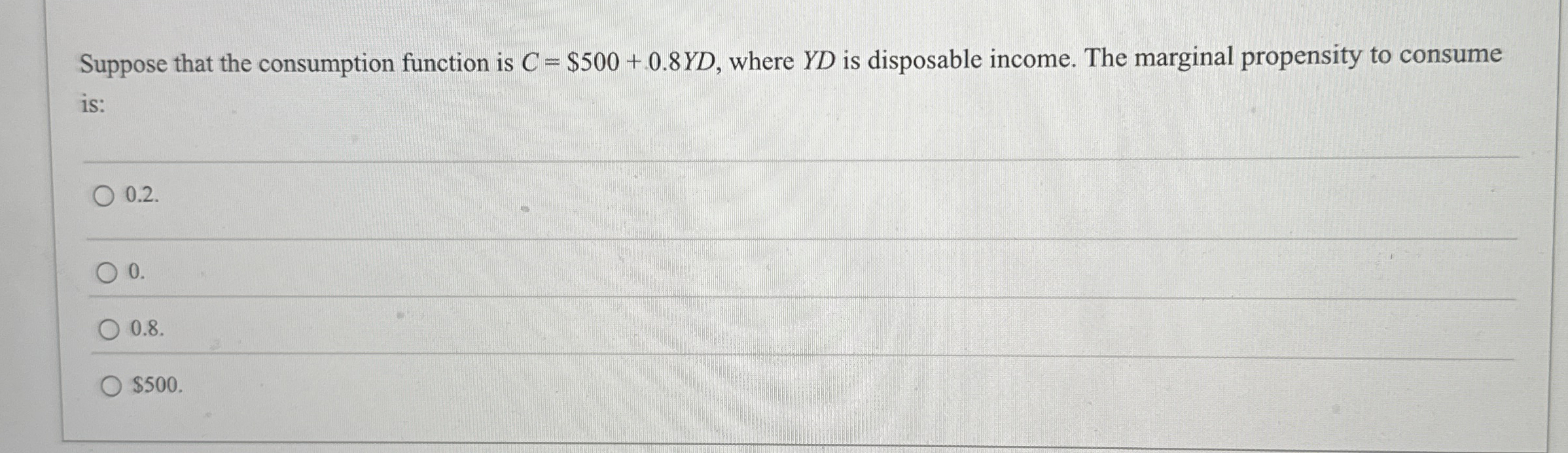 Solved Suppose that the consumption function is | Chegg.com