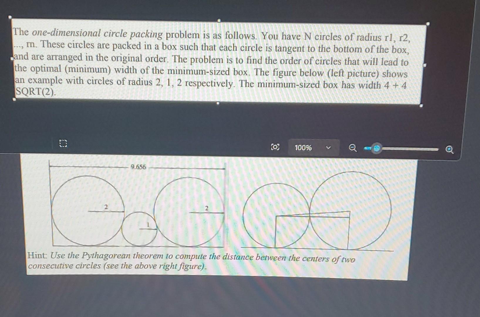 Solved The one-dimensional circle packing problem is as | Chegg.com
