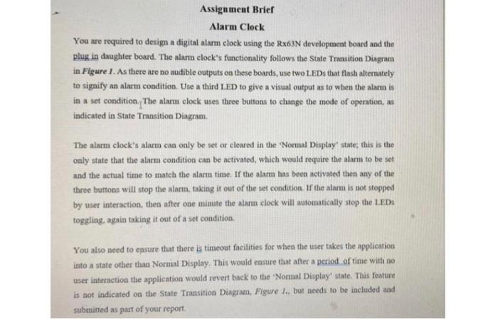Solved Assignment Brief Alarm Clock You are required to | Chegg.com