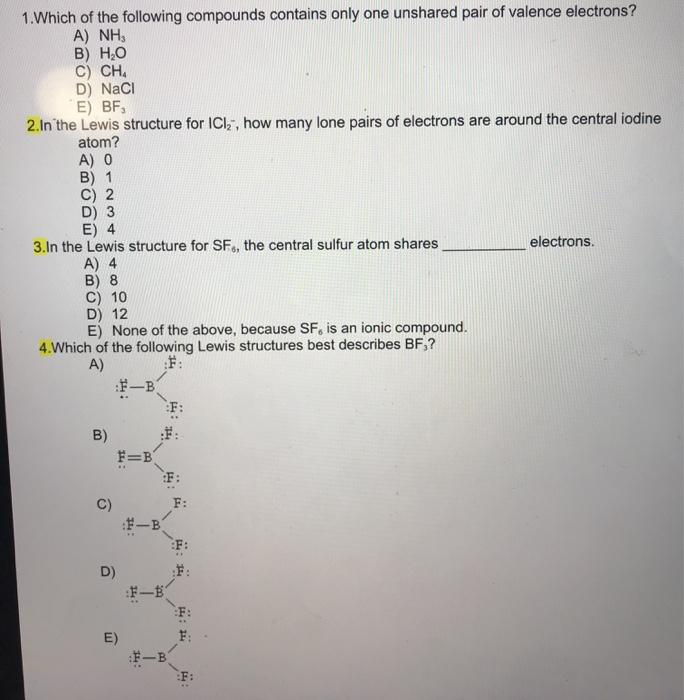Solved 1. Which of the following compounds contains only one | Chegg.com